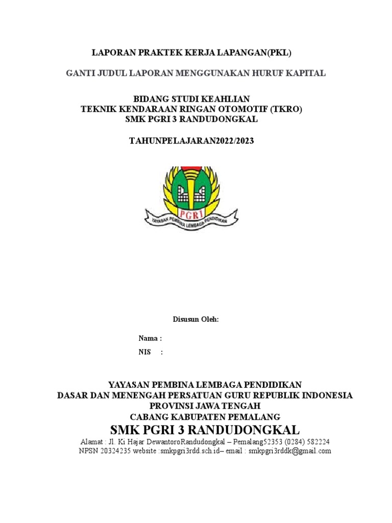 Format Laporan PKL Tkro 2022 | PDF