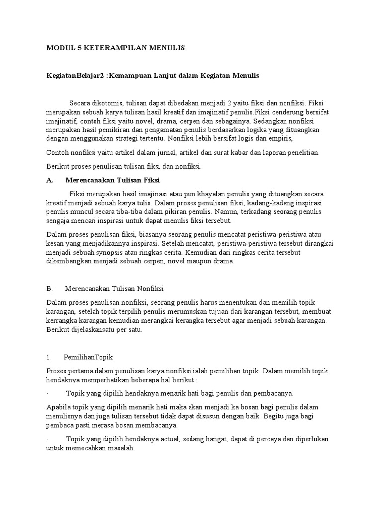 Modul 5 Keterampilan Menulis | PDF