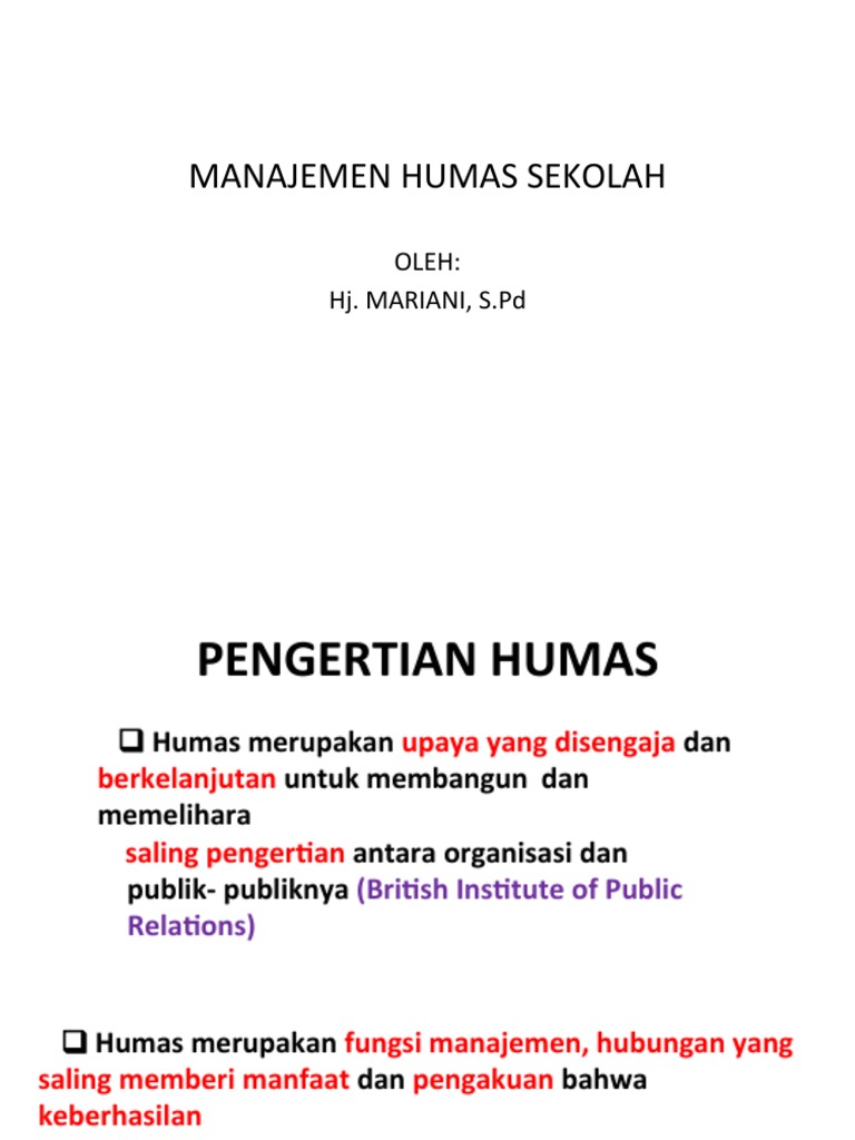 Manajemen Humas Sekolah | PDF