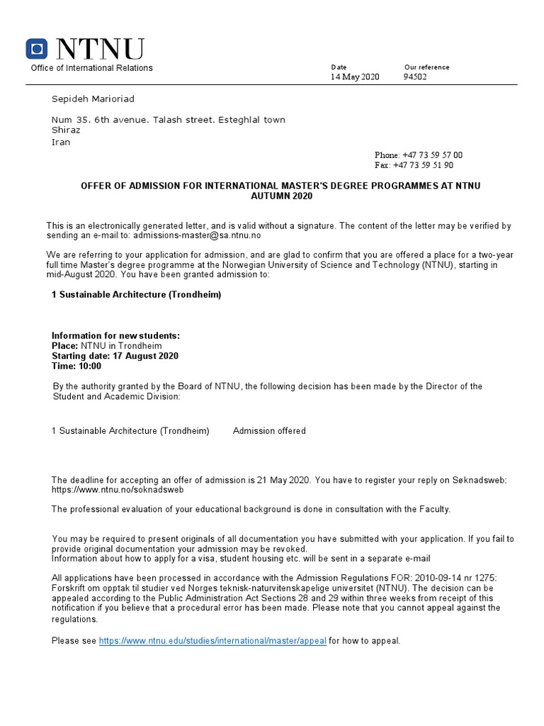 International Masters Programmes Ntnu | PDF