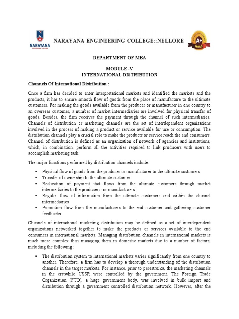 Managing International Distribution Channels: A Comprehensive Overview ...
