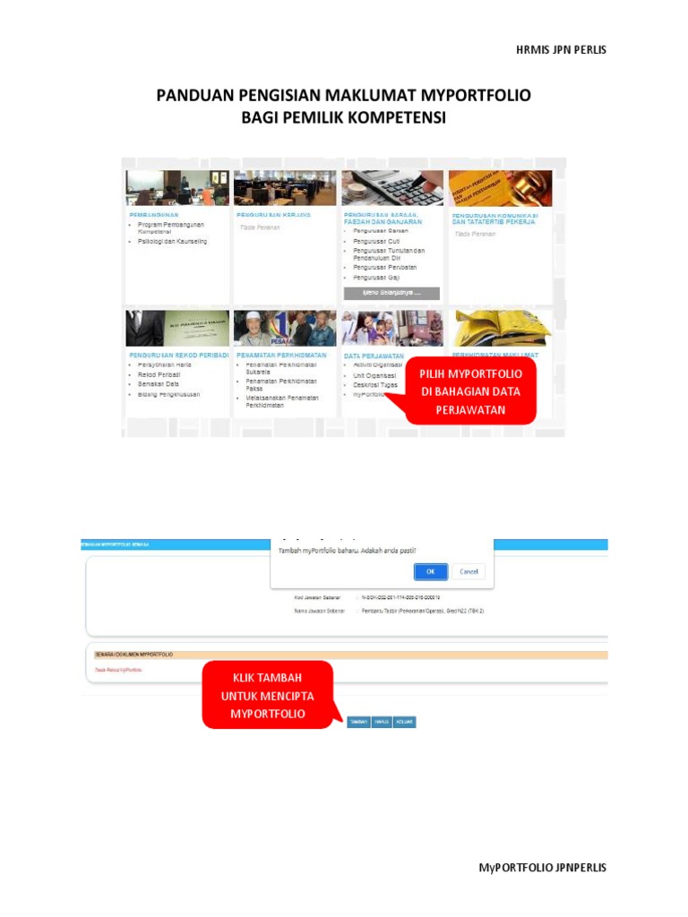 Panduan Pengisian Maklumat Myportfolio | PDF