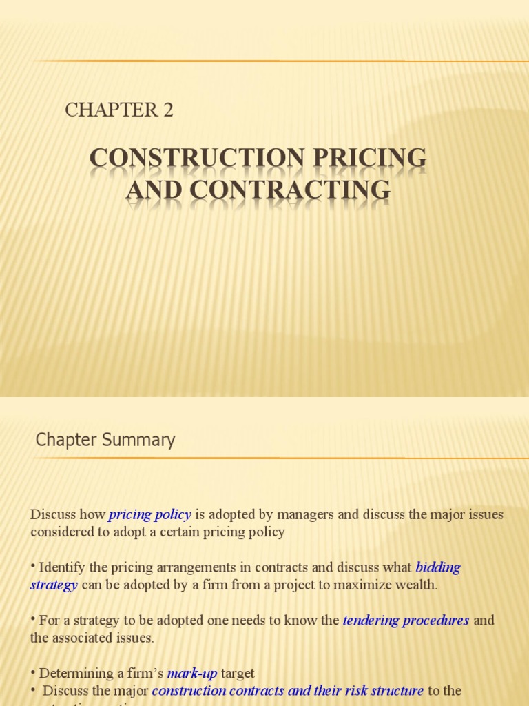 Chapter 2 Construction Contract Pricing | PDF | Employment | Risk