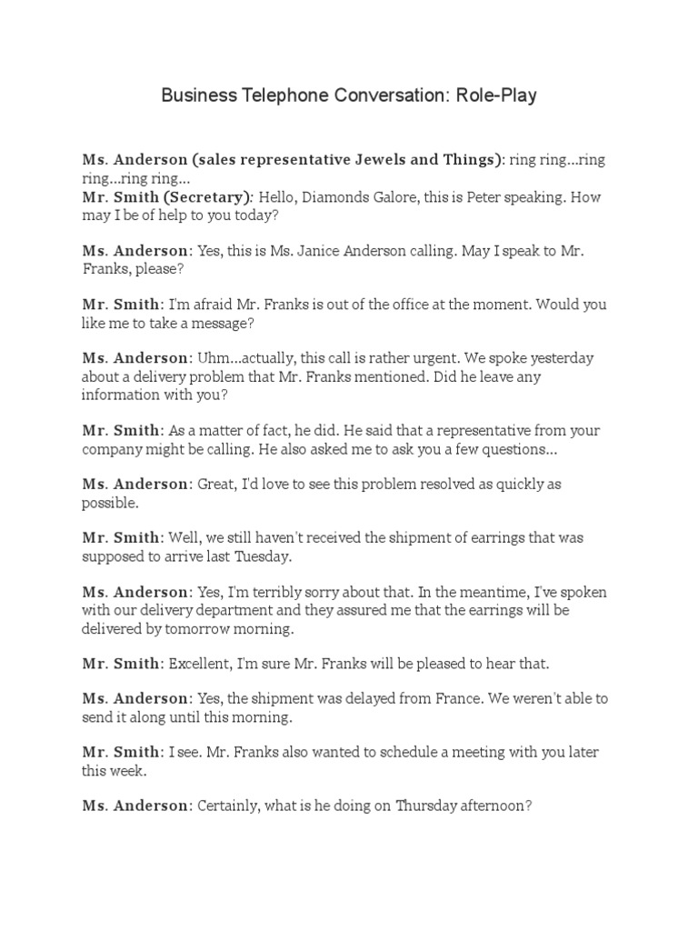Business Telephone Conversation | PDF | Language Arts & Discipline ...
