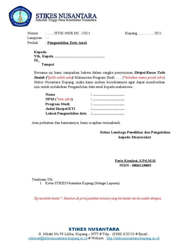 Surat Ijin Pengambilan Data Awal Terbaru | PDF Surat Ijin Pengambilan Data Awal Terbaru | PDF