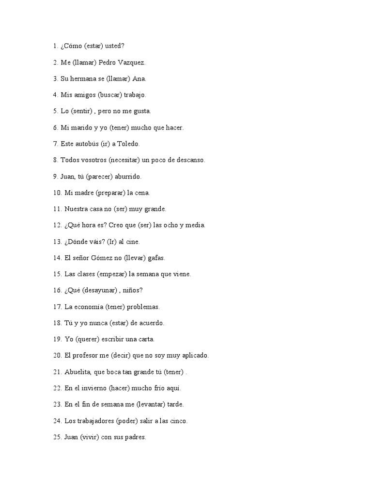 50 Verbos Presente | PDF