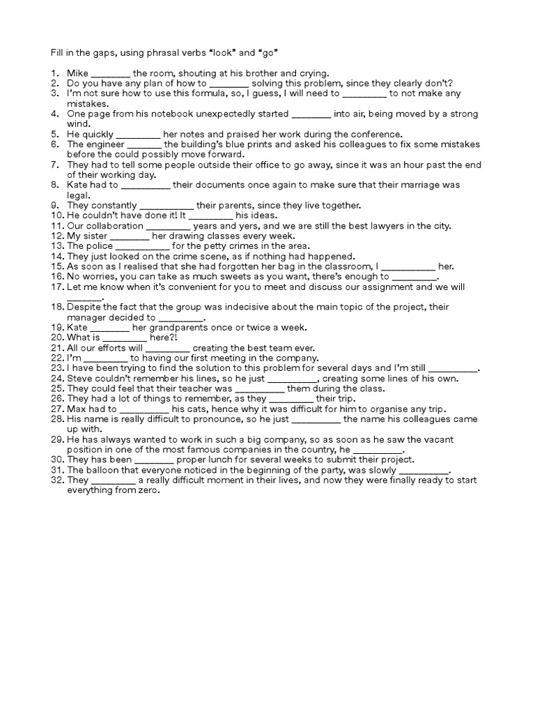 Phrasal Verbs with "Look" and "Go | PDF