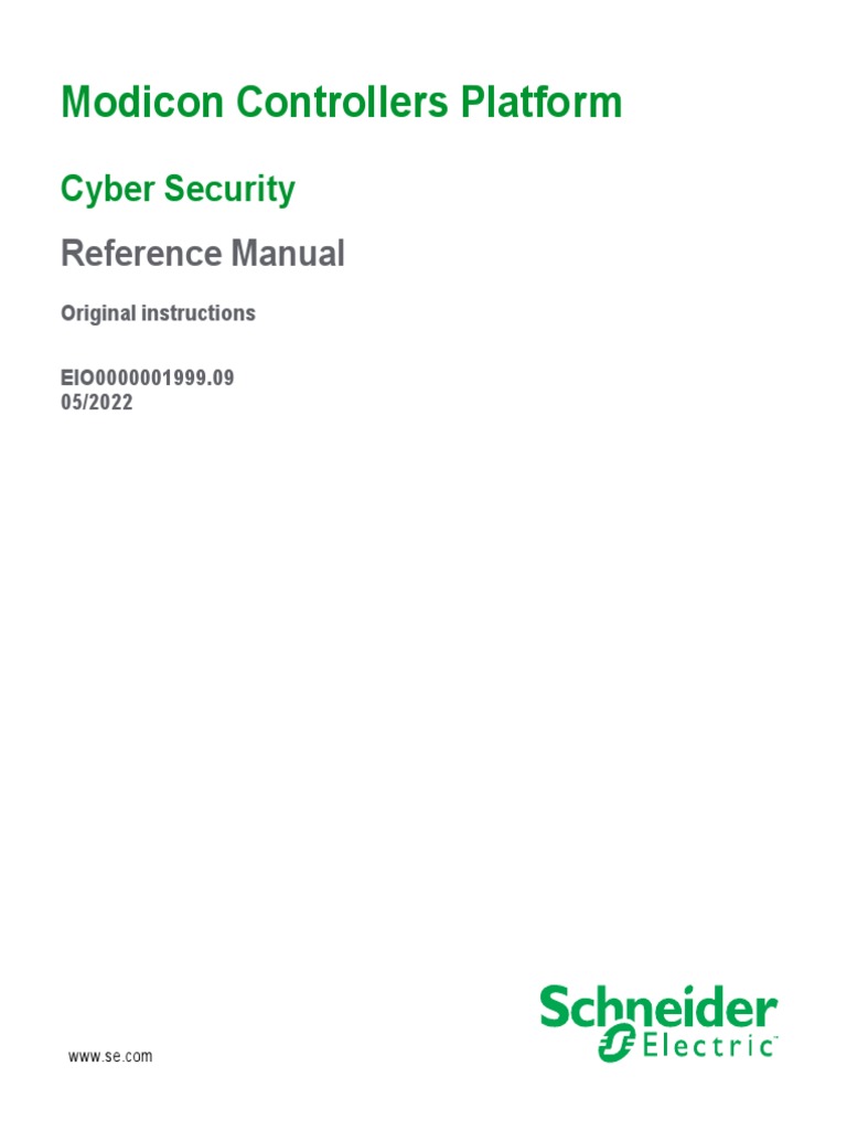 Modicon Controllers Platform Cyber Security Reference Manual | PDF Modicon Controllers Platform Cyber Security Reference Manual | PDF
