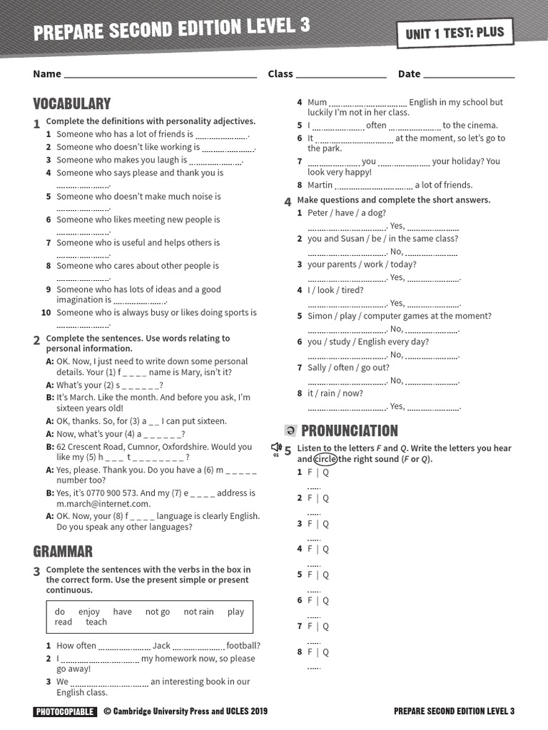 Prepare 3 Test Units 1-4 | Download Free PDF | English Language
