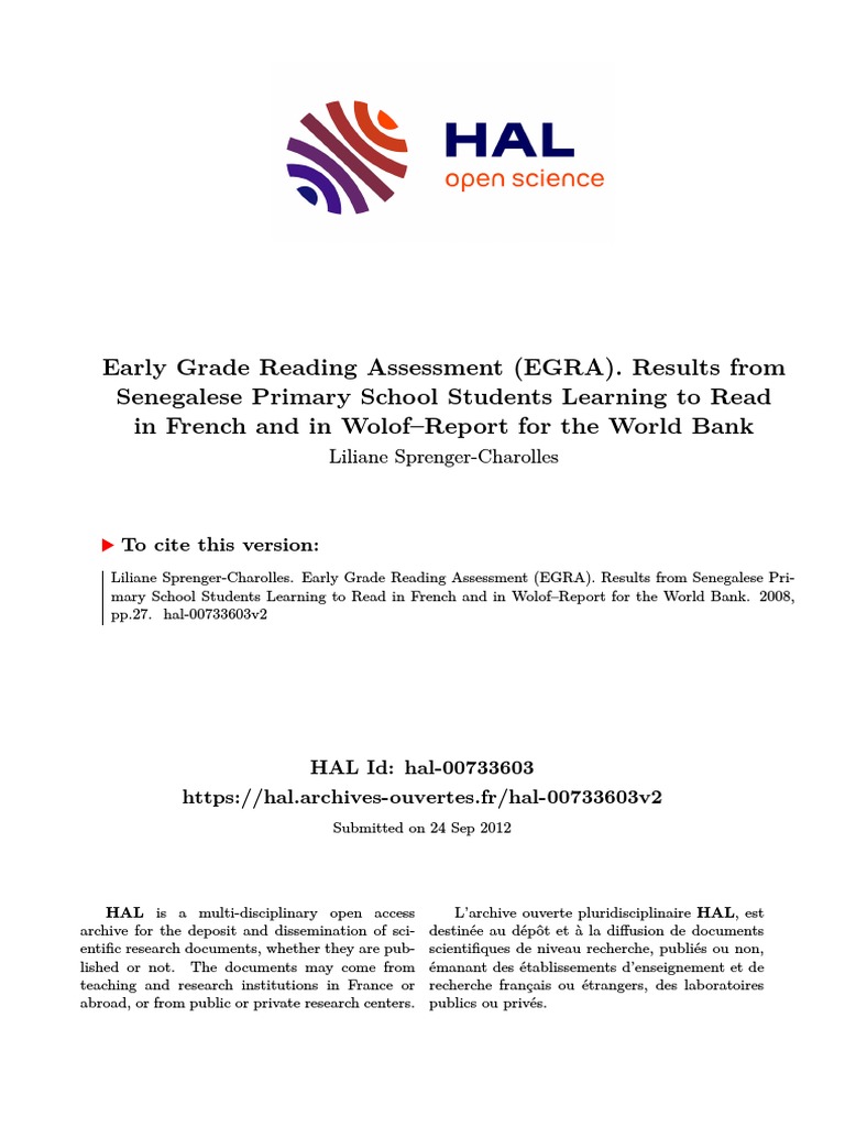 Sprenger-Charolles 2008 ReportWorldBank EGRA Senegal EnglishVersion ...