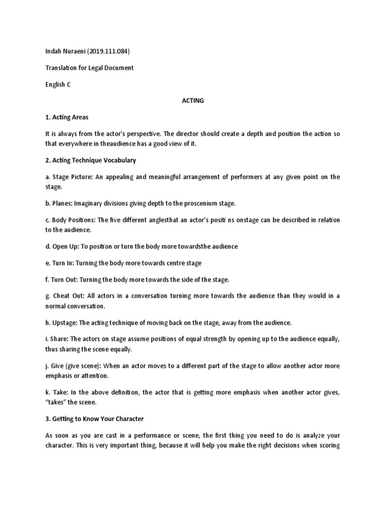 Acting and Teathre | PDF