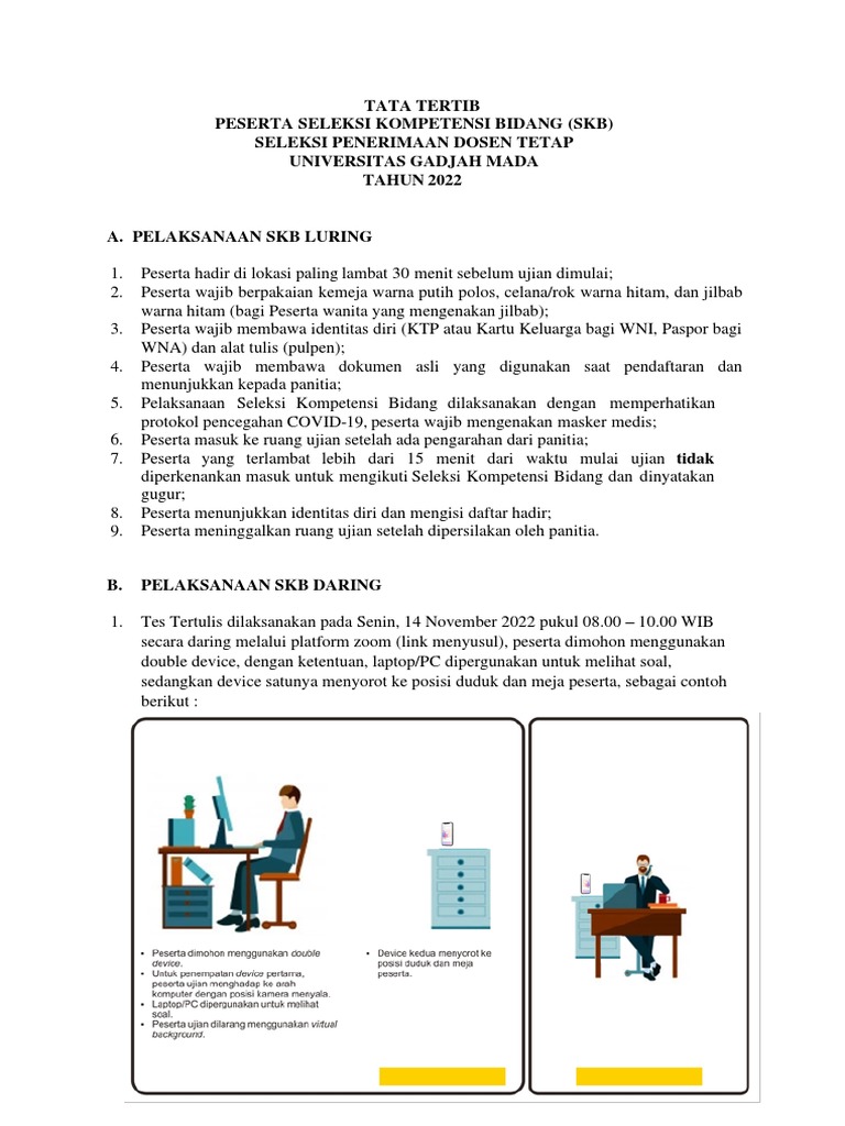 Tata Tertib Dan Jadwal SKB Penerimaan Calon Dosen FT 2022 | PDF