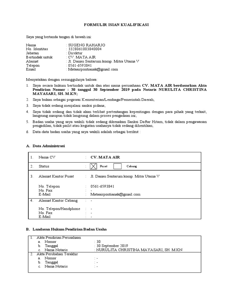 Isian Kualifikasi Pdf