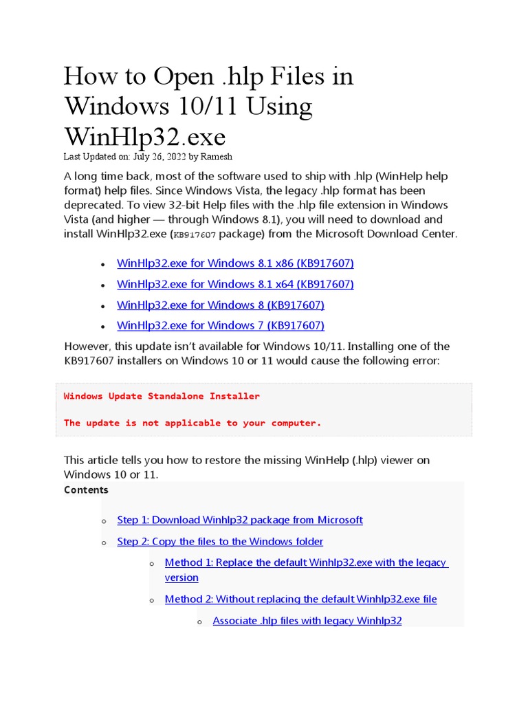 WInHelp On Windows 10 | Download Free PDF | Microsoft Windows ...
