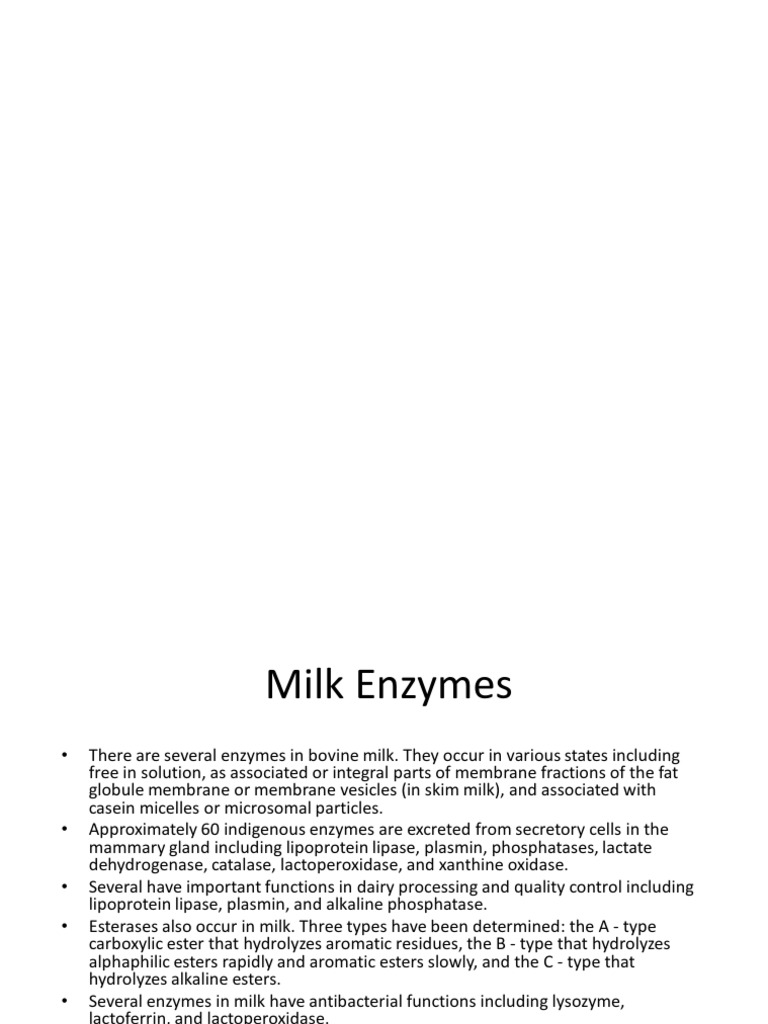 Enzymes in Milk | PDF | Milk | Enzyme