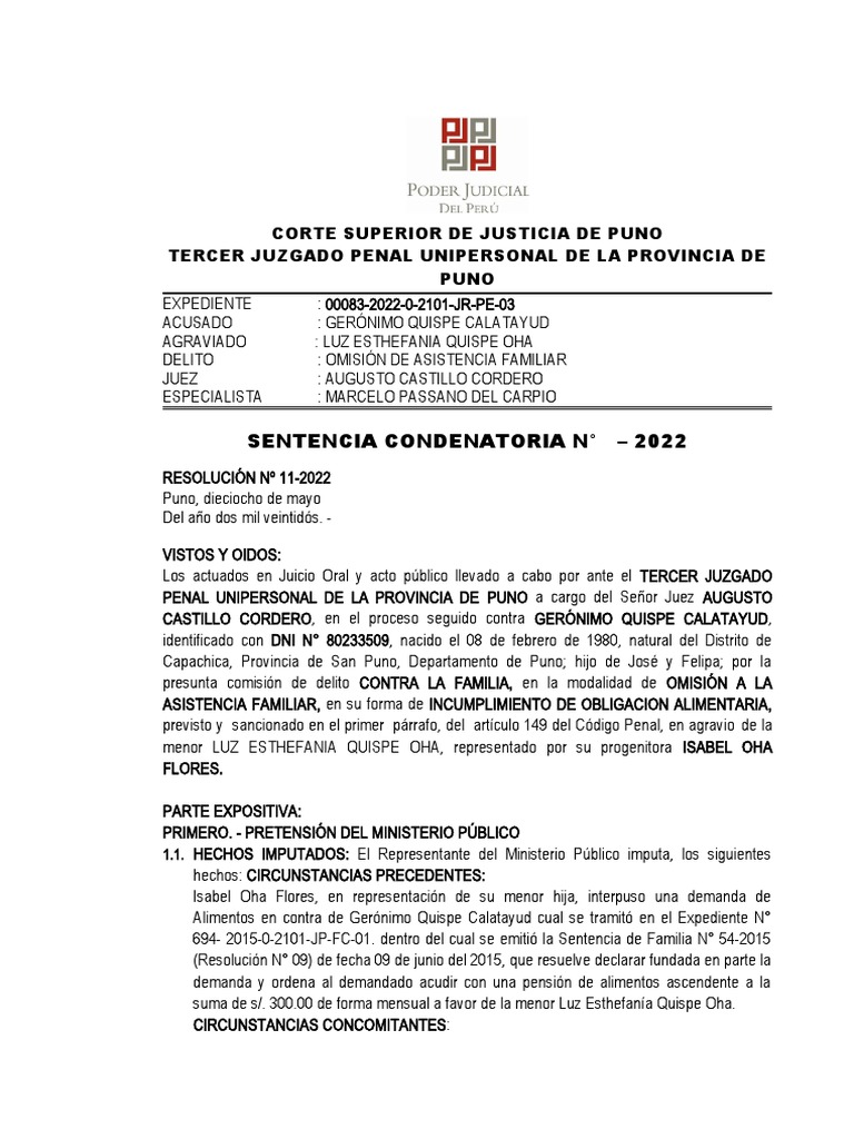 SENTENCIA OAF Pena Efectiva | PDF