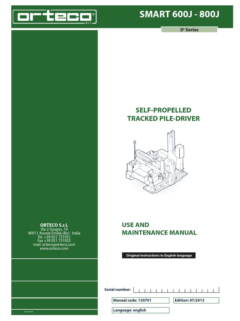 Orteco Smart 800 User and Maintenance Manual | PDF | Valve | Engines