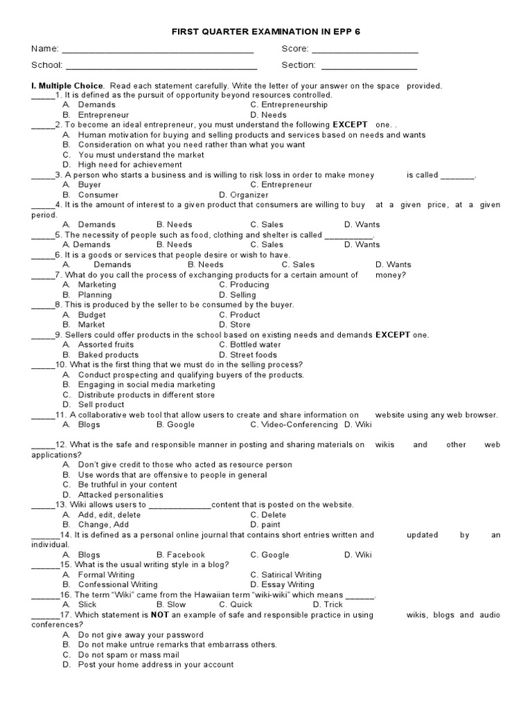 EPP 6 1st QA 2 | PDF