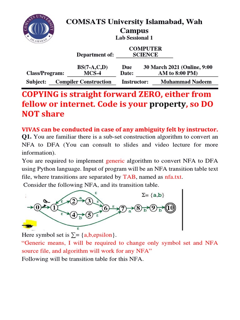 COMPILER CONSTRUCTION Lab-Sessional 1 | PDF | Computer Science | Computing