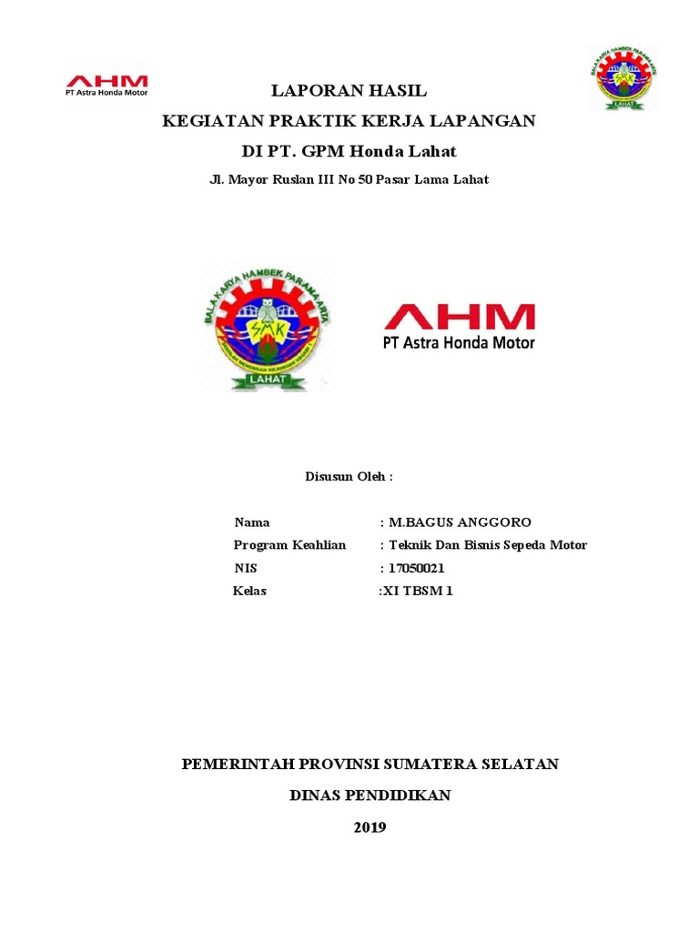 Laporan Praktik Kerja Industri (PKI) di PT. GPM Honda Lahat | PDF