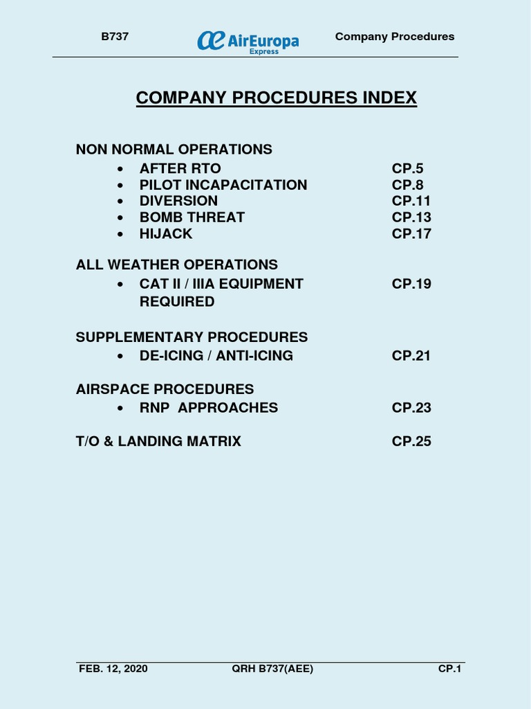 Company Procedures Index | PDF | Air Traffic Control | Airport