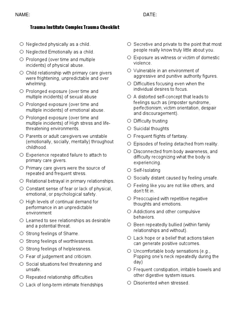 Complex trauma checklist | PDF
