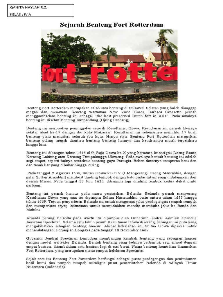 Sejarah Benteng Fort Rotterdam | PDF