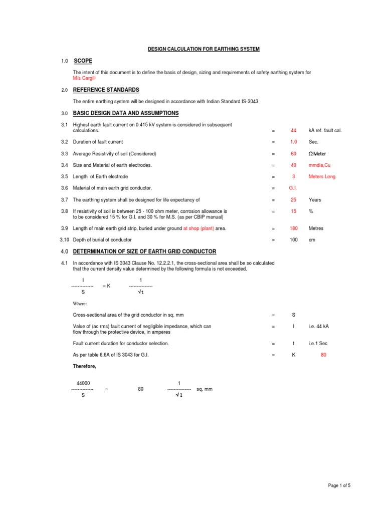 Earthing Calculation | PDF