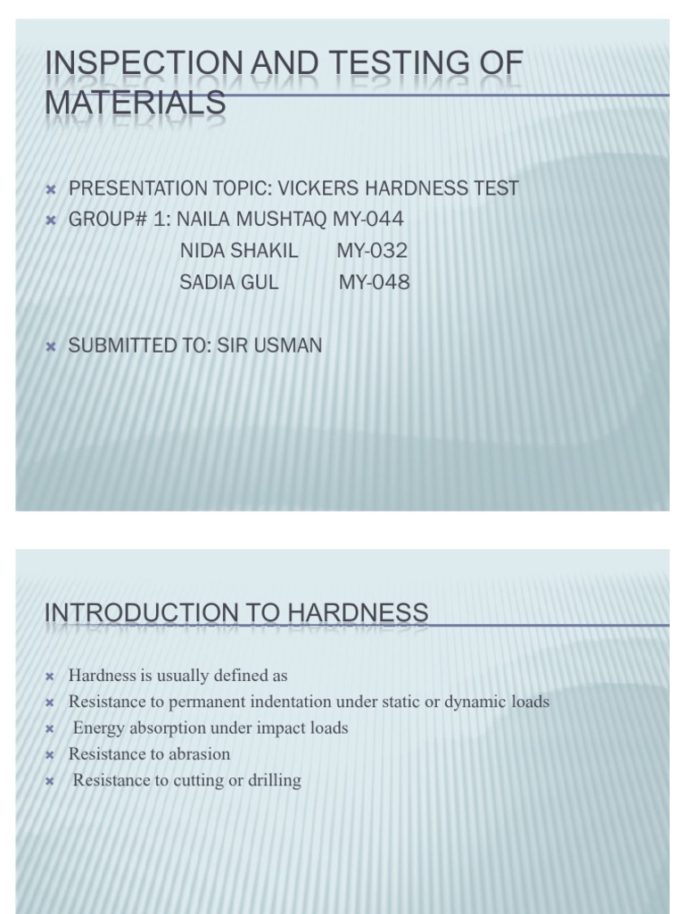Vickers Test Presentation | PDF | Hardness | Applied And ...