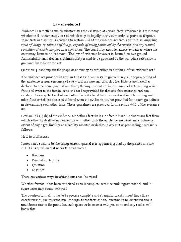 Relevance and Admissibility of Evidence | PDF