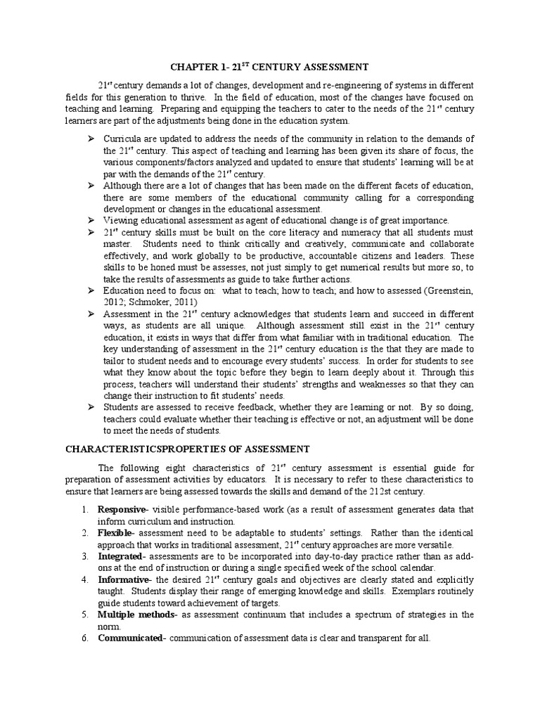 CHAPTER 1 21st CENTURY ASSESSMENT | PDF | Educational Assessment ...