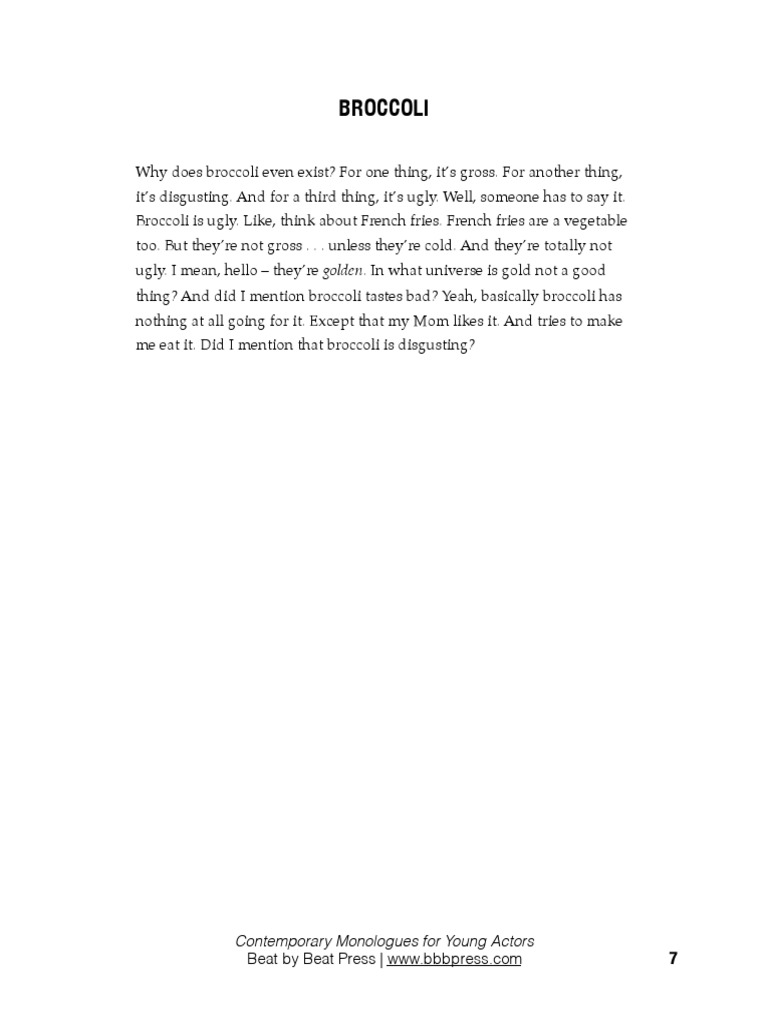 Contemporary Monologues For Young Actors | PDF