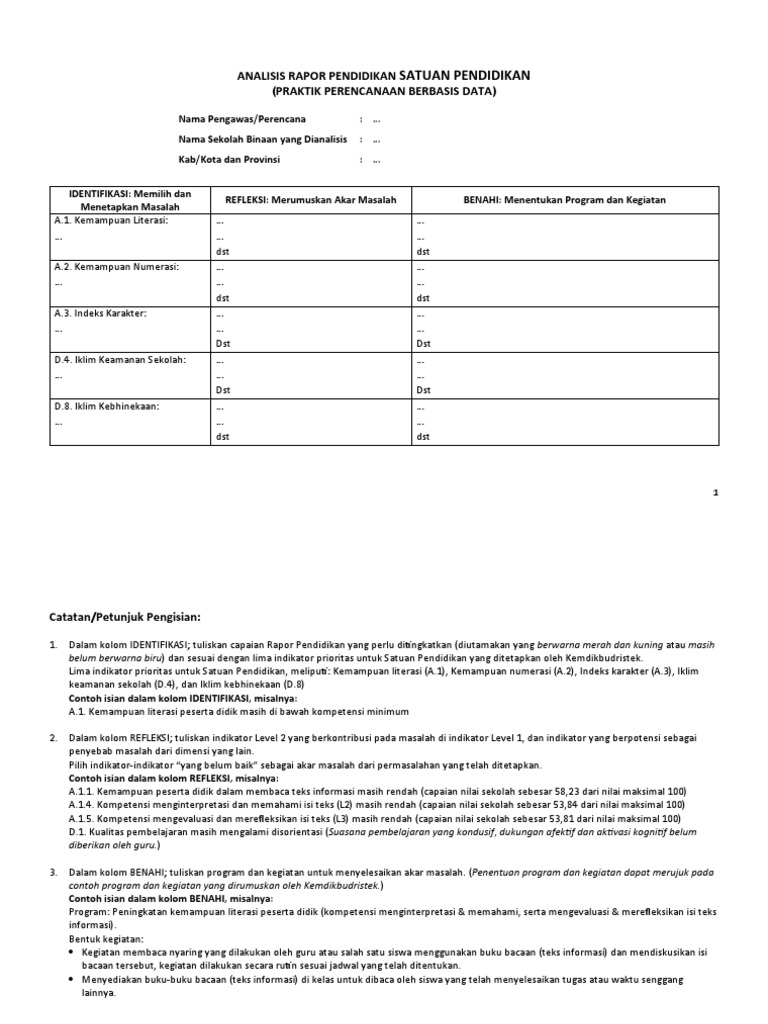 5.a. LK - ANALISIS RAPOR PENDIDIKAN - SATPEN - Rev | PDF