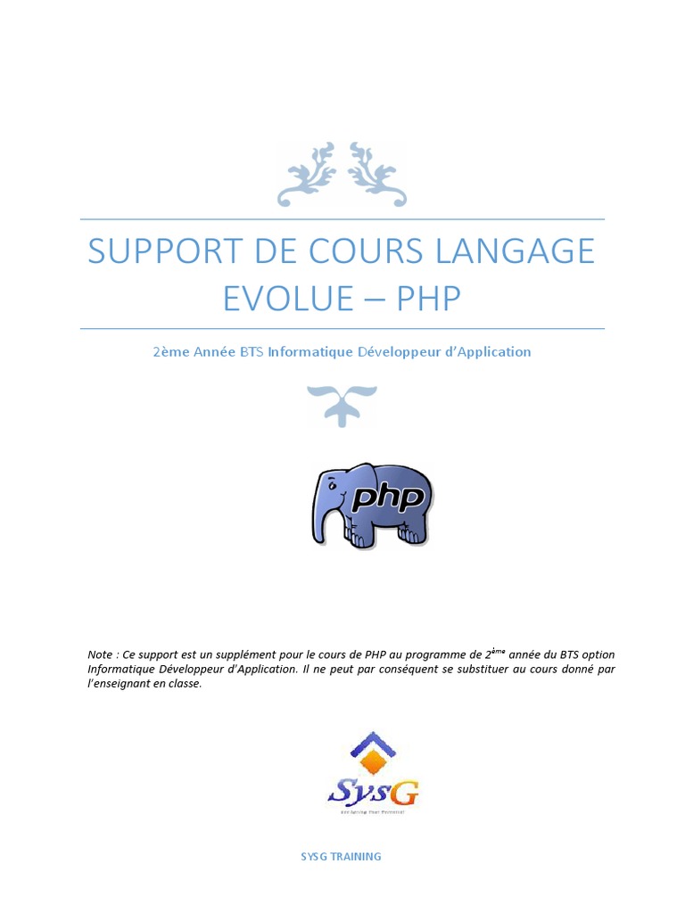 Cours PHP - LES FONCTIONS ET STRUCTURES DE CONTROLE | PDF | Structure de contrôle ...
