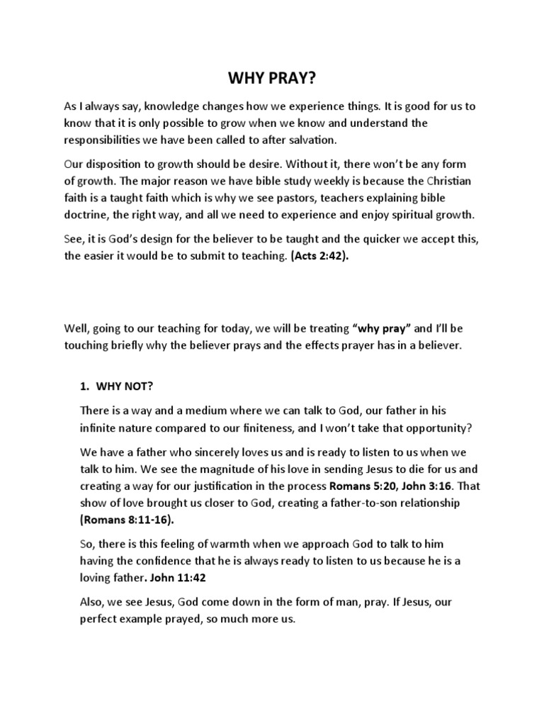 Why Pray Sermon Note | PDF | Logos (Christianity) | Prayer