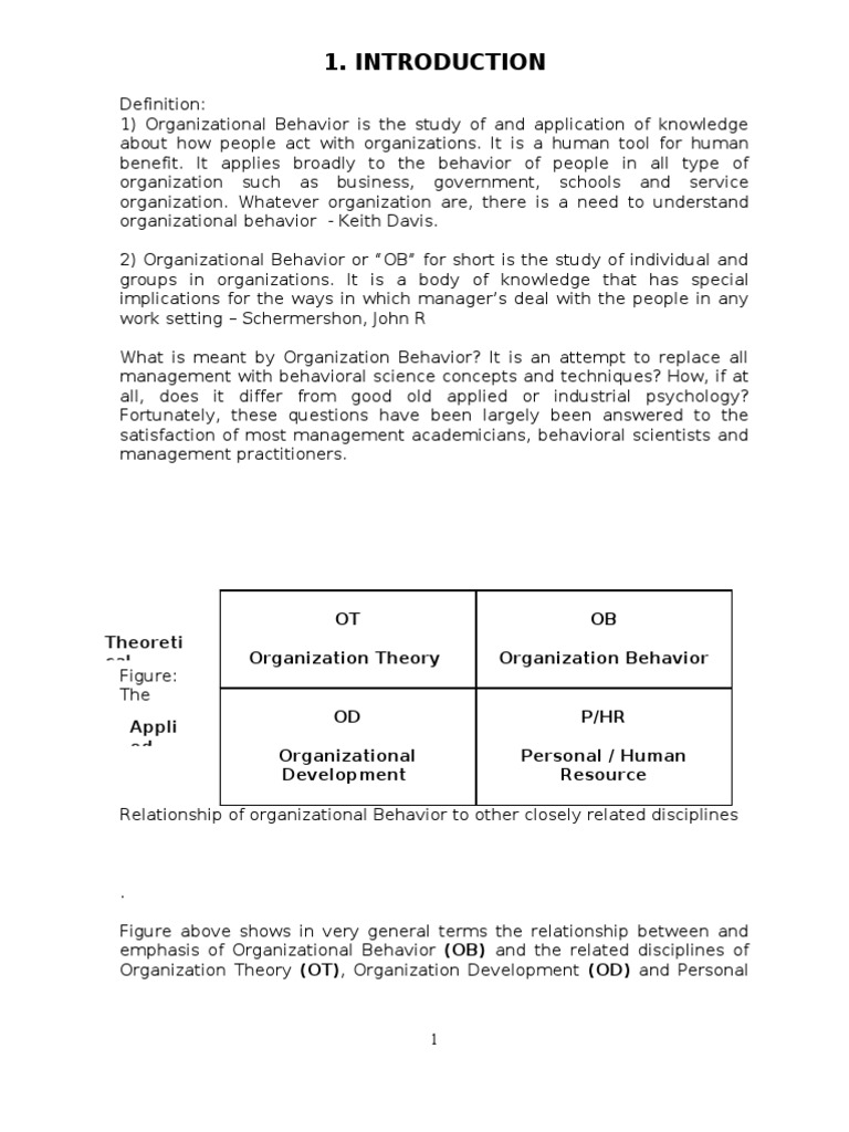 Organizational Behavior Notes | PDF | Attitude (Psychology) | Schema ...