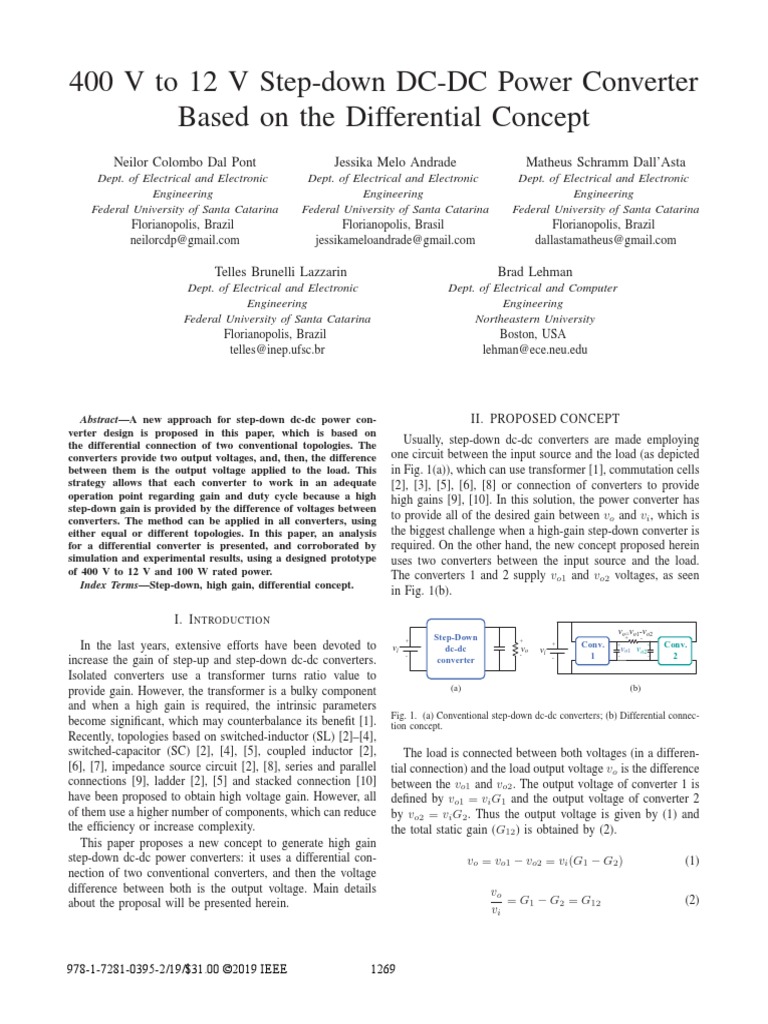 400 V To 12 V Step-Down DC-DC Power Converter Based On The Differential ...