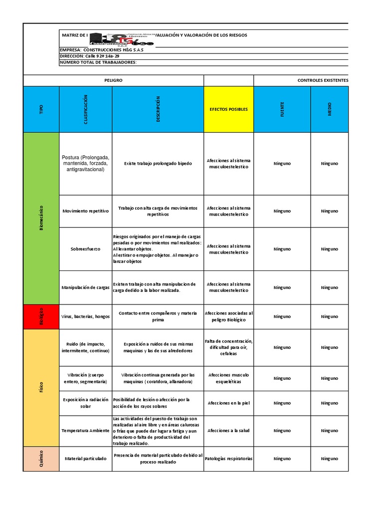 Matriz de Peligros y Riesgos | PDF | Medicina CLINICA | Ciencias de la Salud