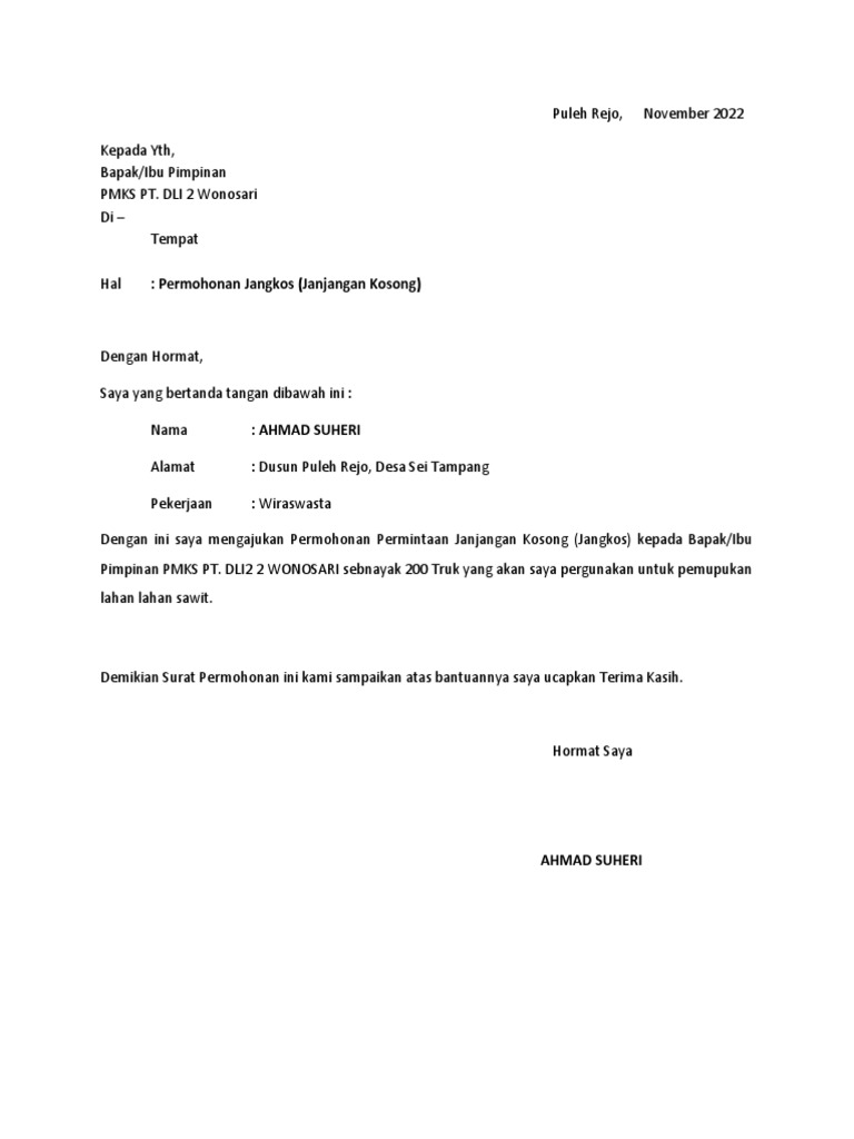 Permohonan Jangkos | PDF