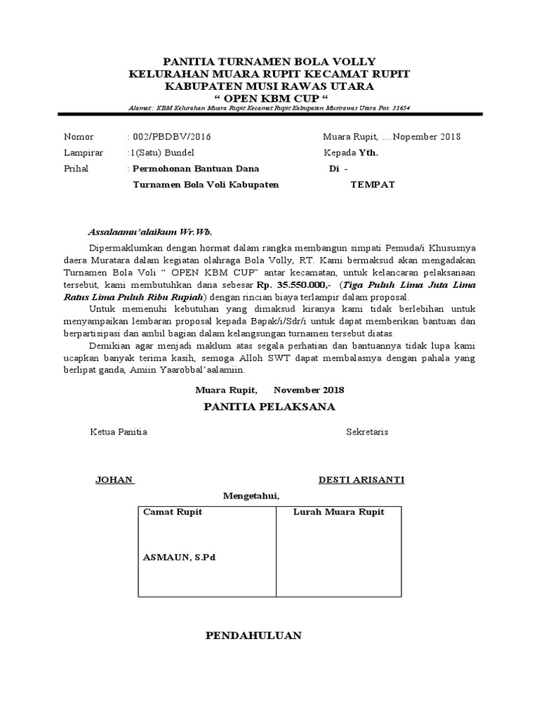Panitia Turnamen Bola Volly | PDF | Olahraga & Rekreasi