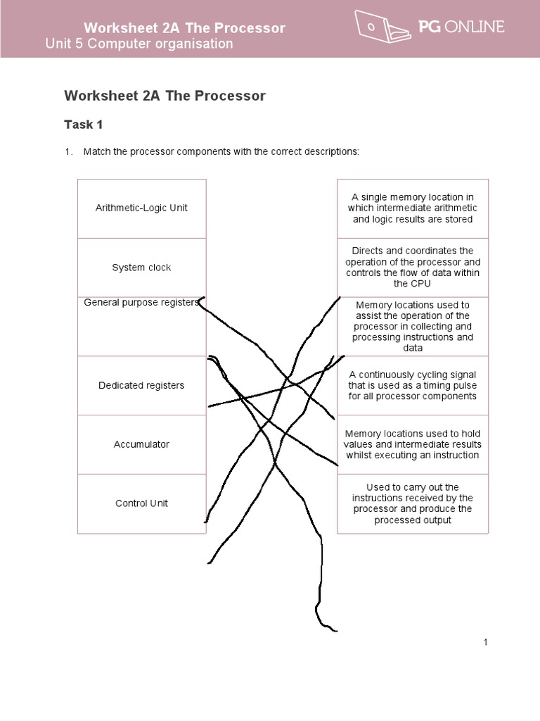Computer Organisation Worksheet 2A The Processor | PDF | Central Processing Unit | Computer Data ...