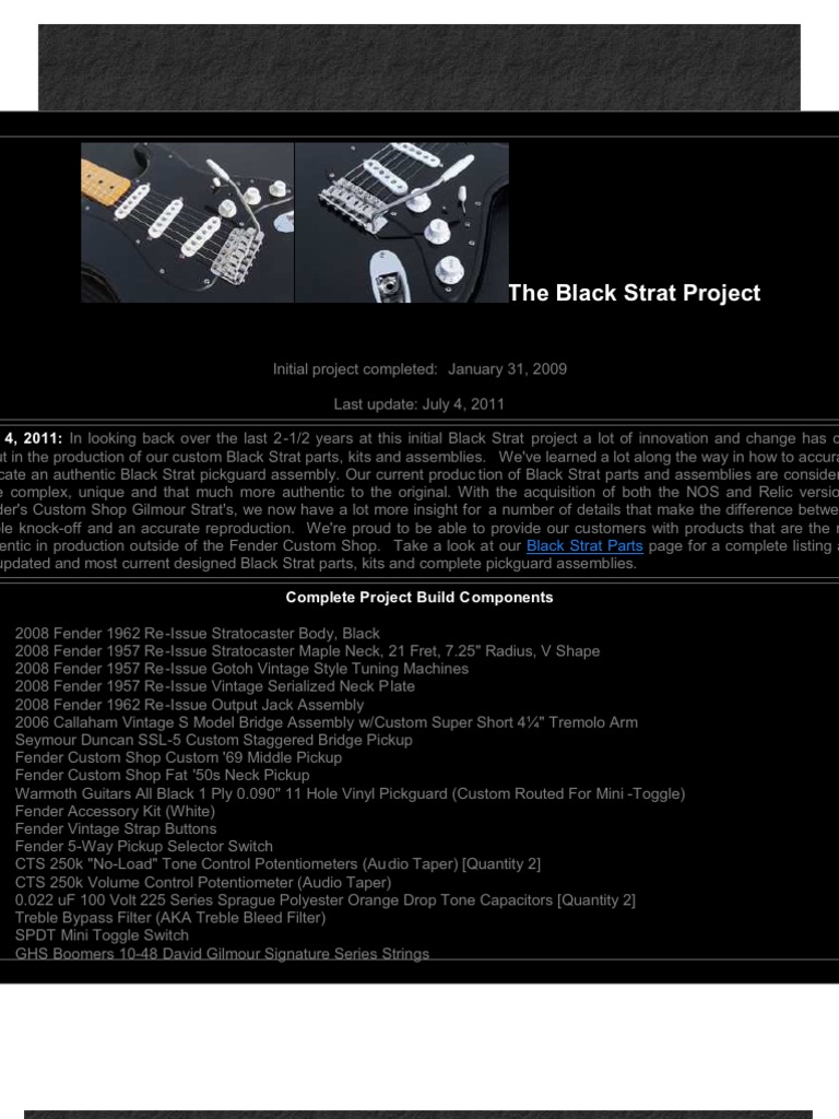 Custom Gilmour Style Black Strat Project | PDF | Guitars | String Instruments
