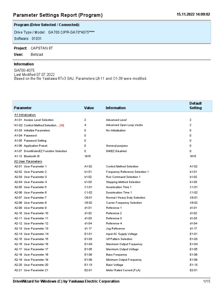 8T-Yaskawa-BRS-Saved-070722-Parameters | PDF | Parameter (Computer Programming) | Feedback