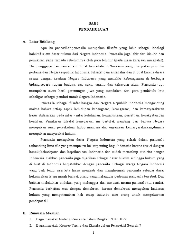 MAKALAH Fenomena Pancasila Menjadi Trisila Dan Ekasila | PDF