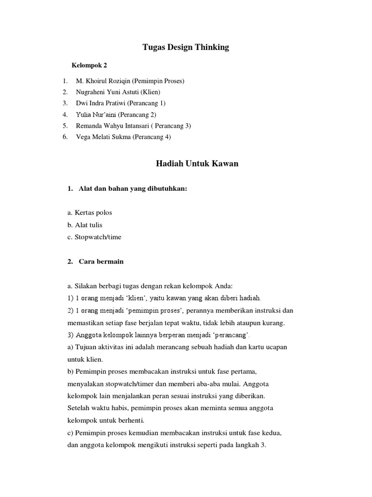 Tugas Design Thinking Kelompok 2 - Compressed | PDF