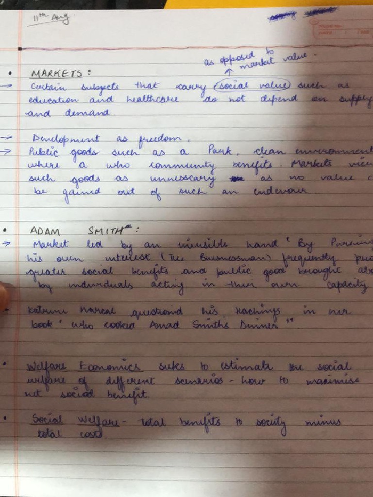 Market+ Adam Smith Notes Ba Economics Honours Jindal Law School . | PDF