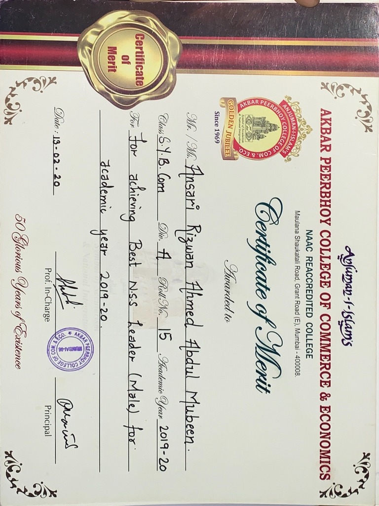 Certificate of NSS Leader | PDF