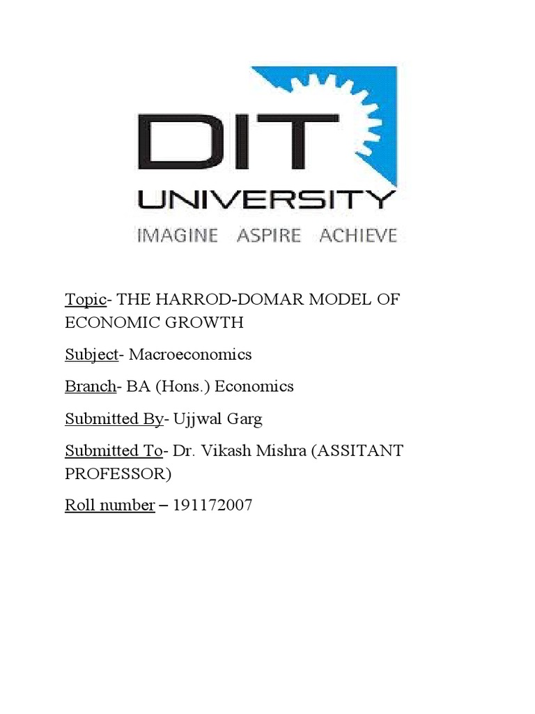 Harrod Domar Assignment Ujjwal | PDF | Economic Growth | Economic Equilibrium
