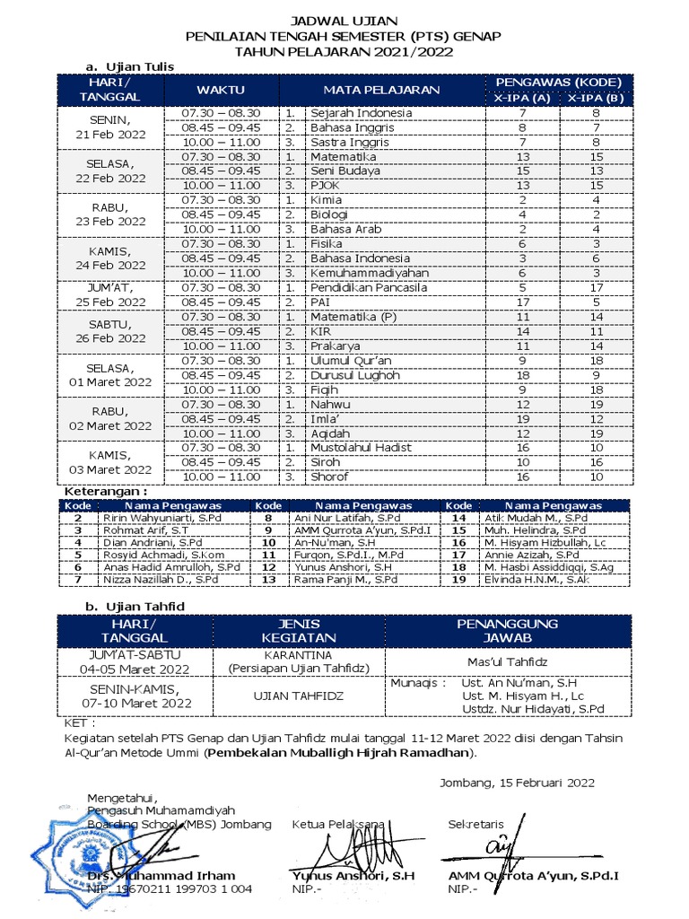 Jadwal PTS Genap | PDF