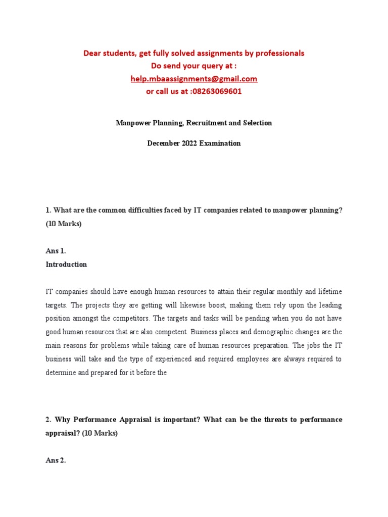 Manpower Planning, Recruitment and Selection | PDF | Business